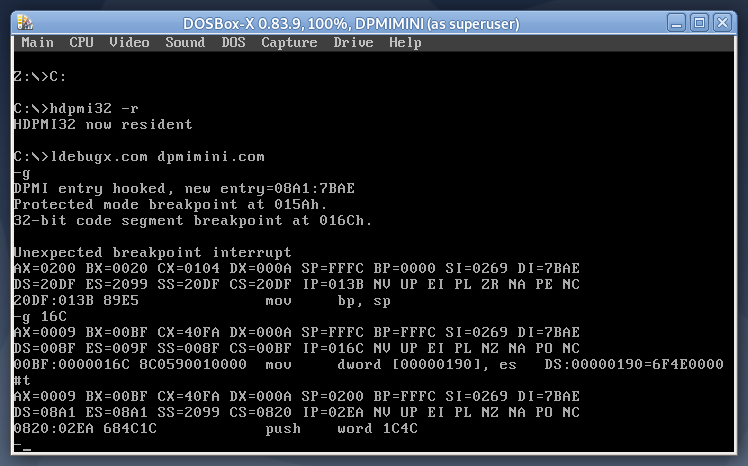 With Hdpmi32 Single Stepping In Protected Mode With Ldebugx Fails · Issue 2221 · Joncampbell123